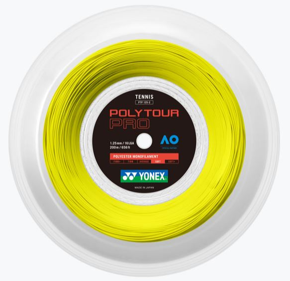 Yonex Poly Tour Pro 125 Tennis String Reel of Flash Yellow 16g 1.25mm – The Racquet Shop