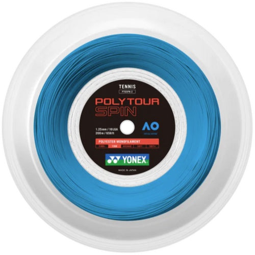 Yonex Poly Tour Spin 125 Tennis String Reel of Cobalt Blue 16g 1.25mm ...