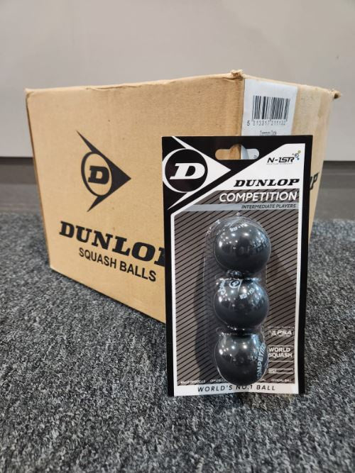 Dunlop Competition One Dot Squash Ball Carton of 24 Blister Packs of 3 ...